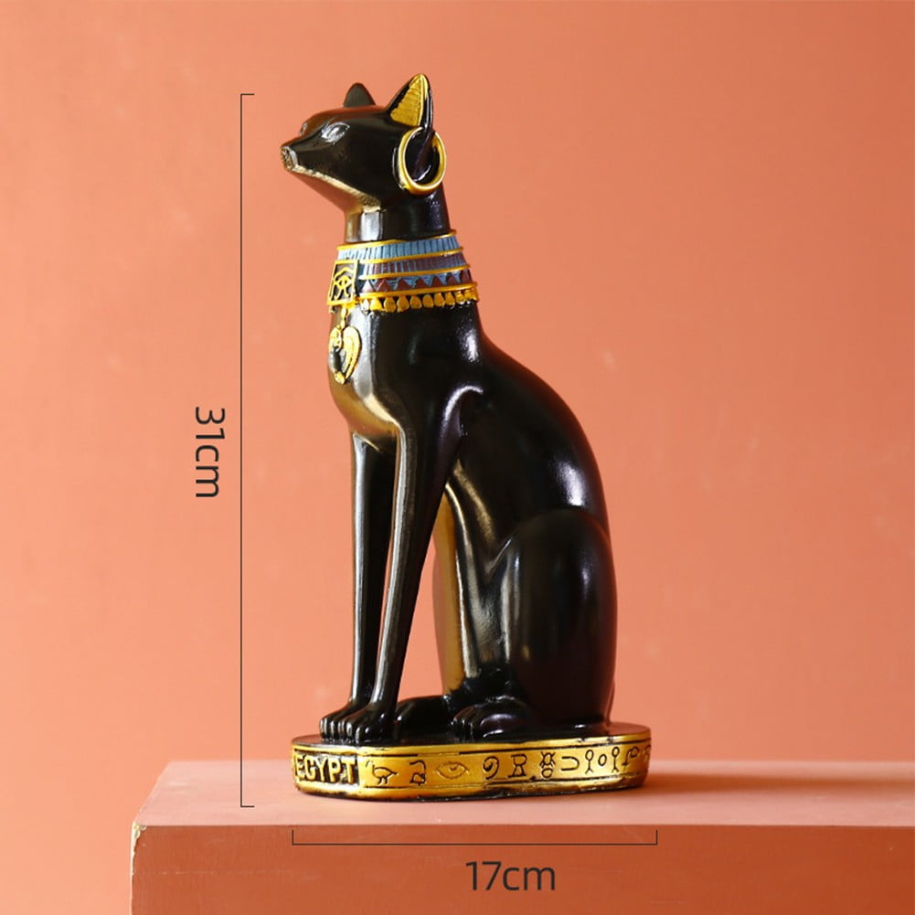 ZHIMAO Vintage Sculpture Egyptian Cat Statue Goddess Bastet Statuette ...