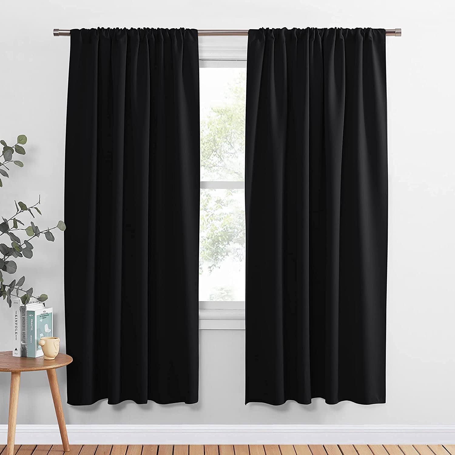 ZHIMEI-Blackout Curtains 72 Long - Solid Rod Pocket Thermal Panels ...