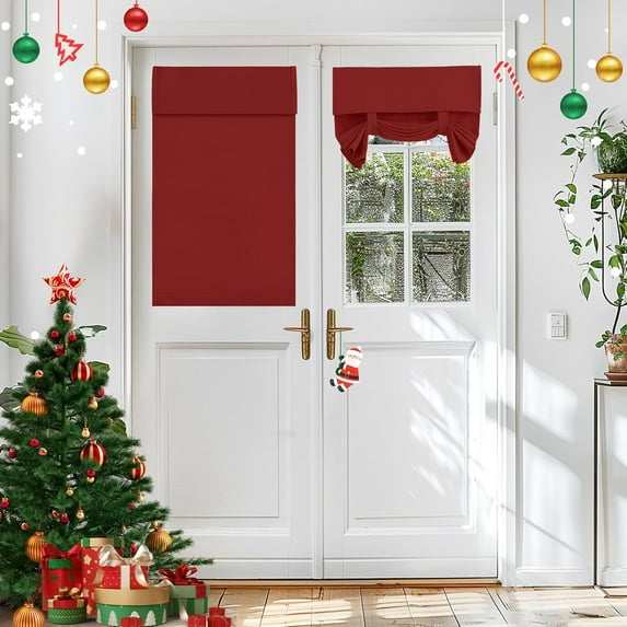 ZHIMEI-Christmas Door Curtains Red French Door Curtains, 26 x 40 Inch ...