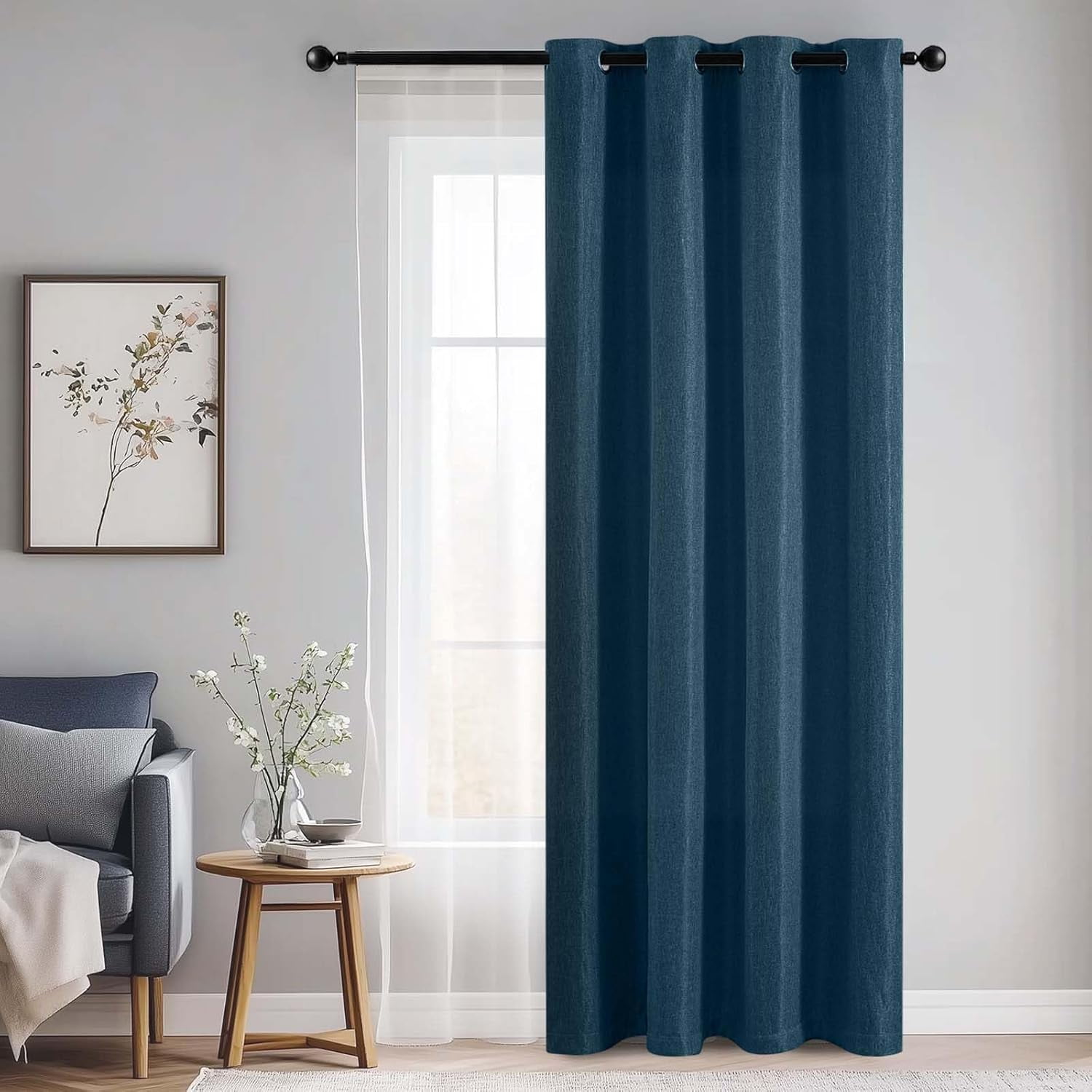 ZHIMEI-Linen Textured Room Darkening Curtain 90 Inch Long for Living ...