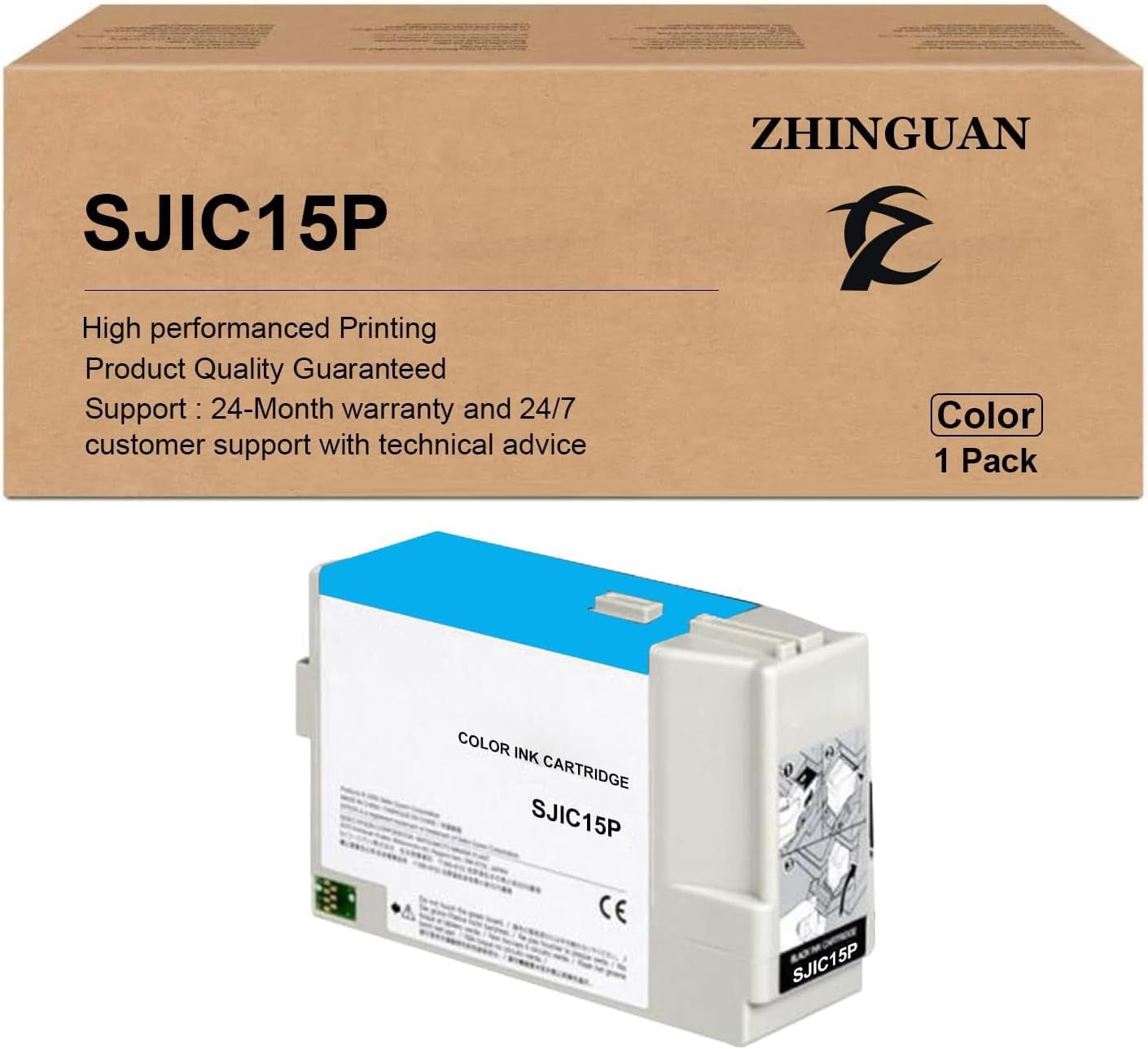 ZHINGUAN 1 Pack SJIC15P Multicolor Ink Cartridge Works for TM-C3400 TM ...