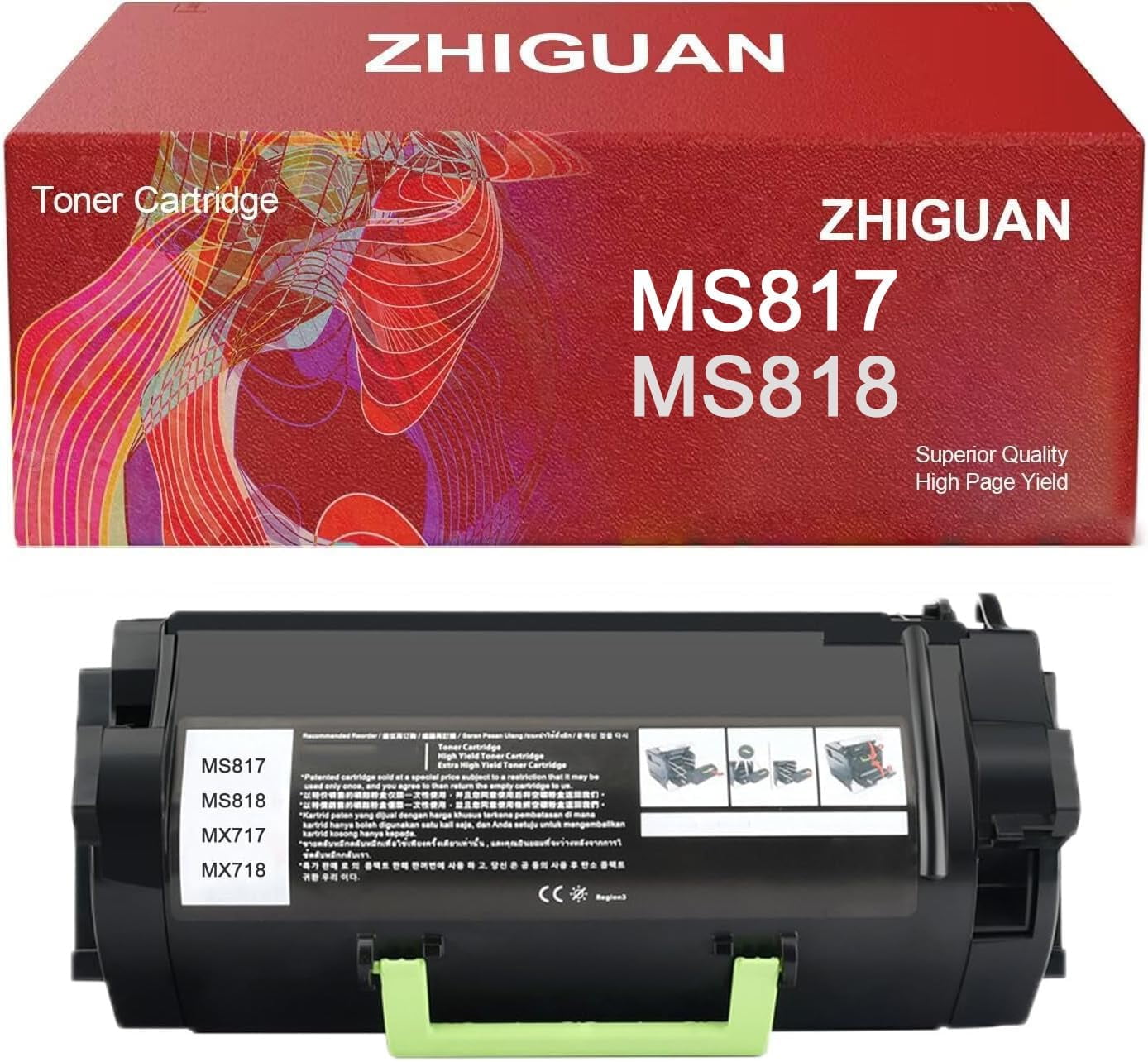 ZHINGUAN New MS817 MS818 Toner Cartridge High Pages 53B1H00 53B0HA0 ...