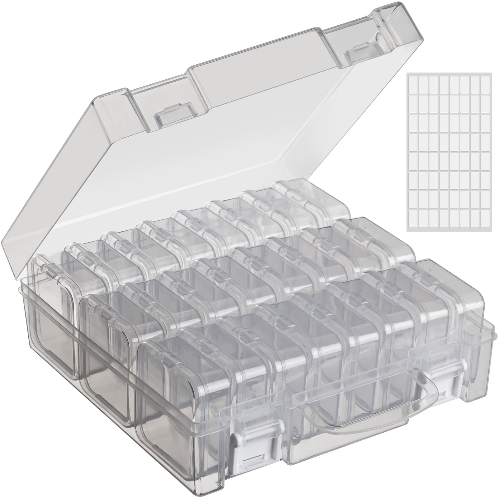 ZHIS Bead Organizer Box, 24 Grids Small Clear Plastic Bead Storage Containers, 1 Craft Storage ...