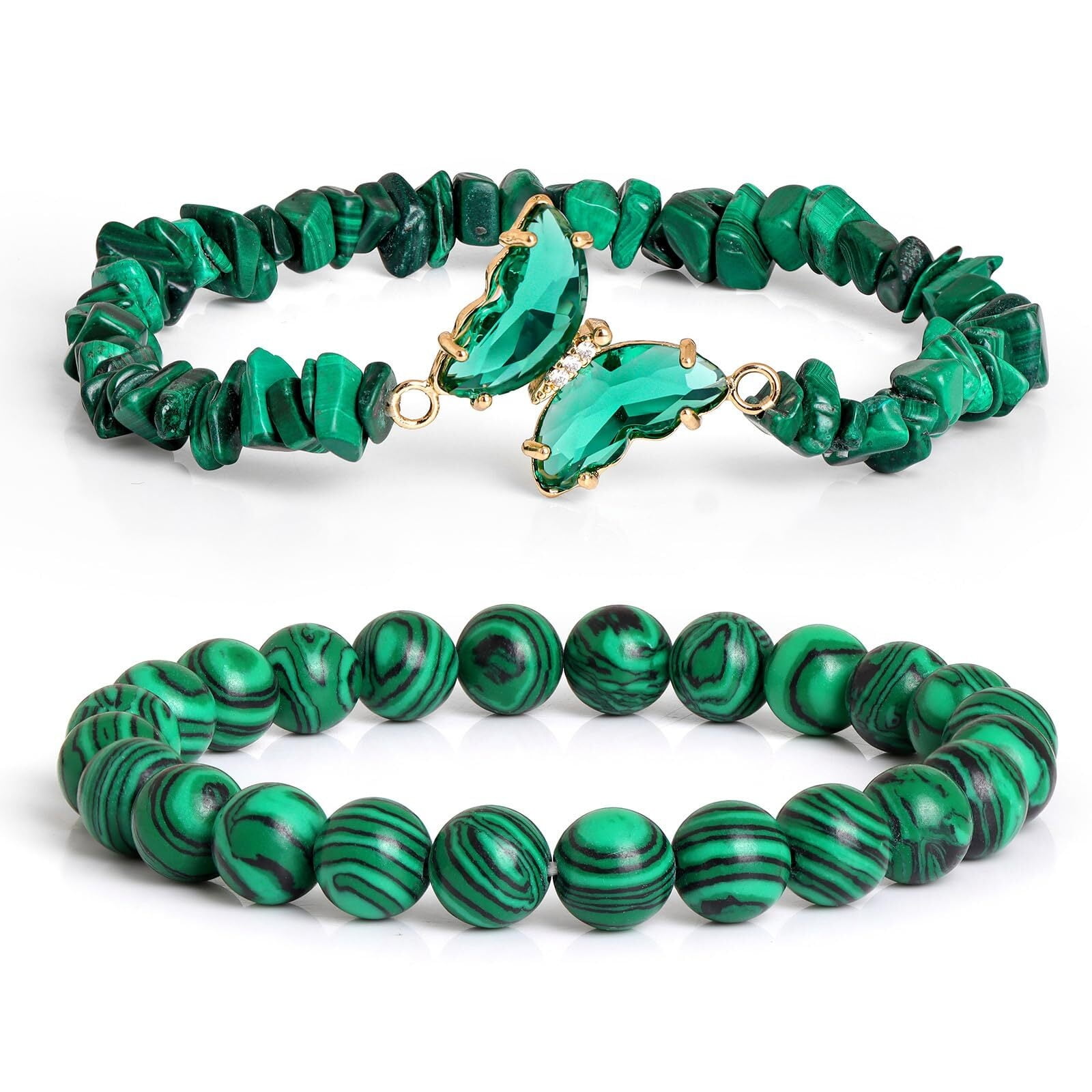 ZHIS Natural Amethyst Bracelet For Women Butterfly Charm Healing Crystal Beads Bracelets Layered ...