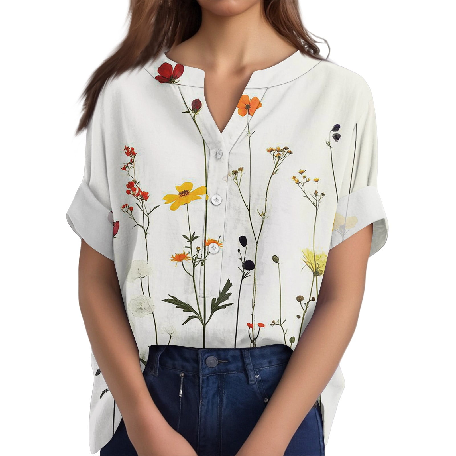 ZHISHIMINGJUN Complexion Skin Tone Button-Up Blouse Seamless Transition ...
