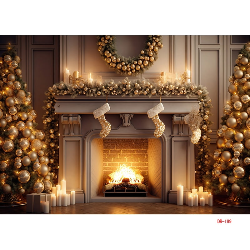 ZHISUXI Christmas Day Fireplace Photography Backdrops Prop Window ...