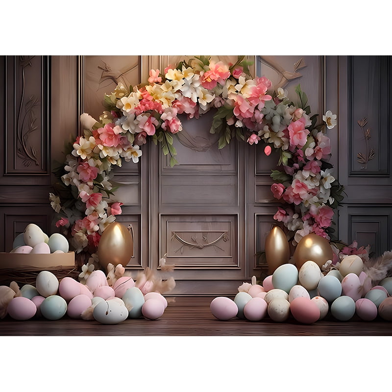 ZHISUXI Easter Day Digital Photography Backdrops Props Rabbit Flowers ...
