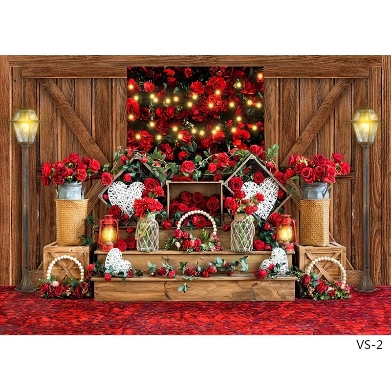 ZHISUXI Romantic Valentine's Day Photography Backdrops Props Red Rose ...