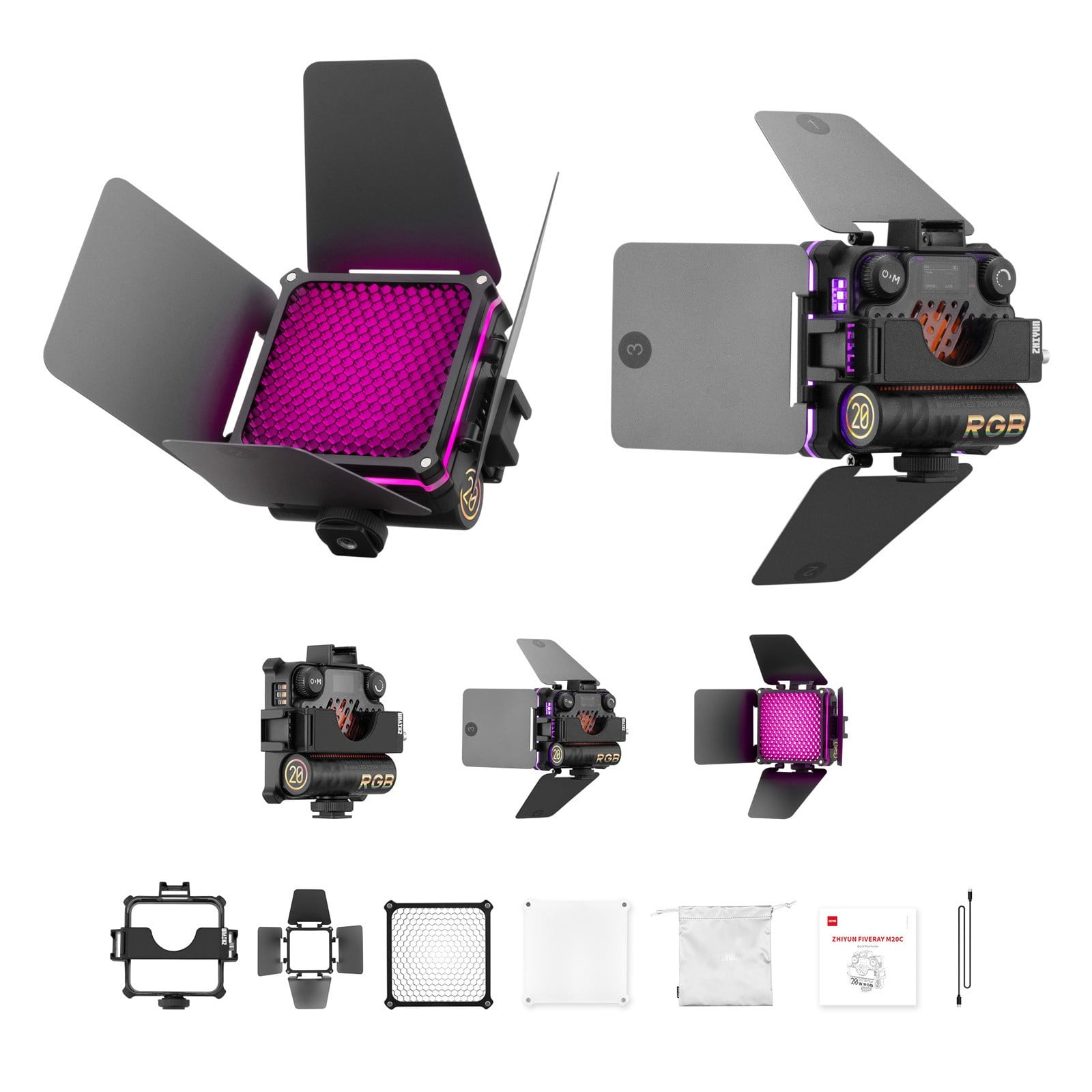 ZHIYUN Fiveray M20C Combo 20W RGB Portable Camera Light, 4500mAh ...