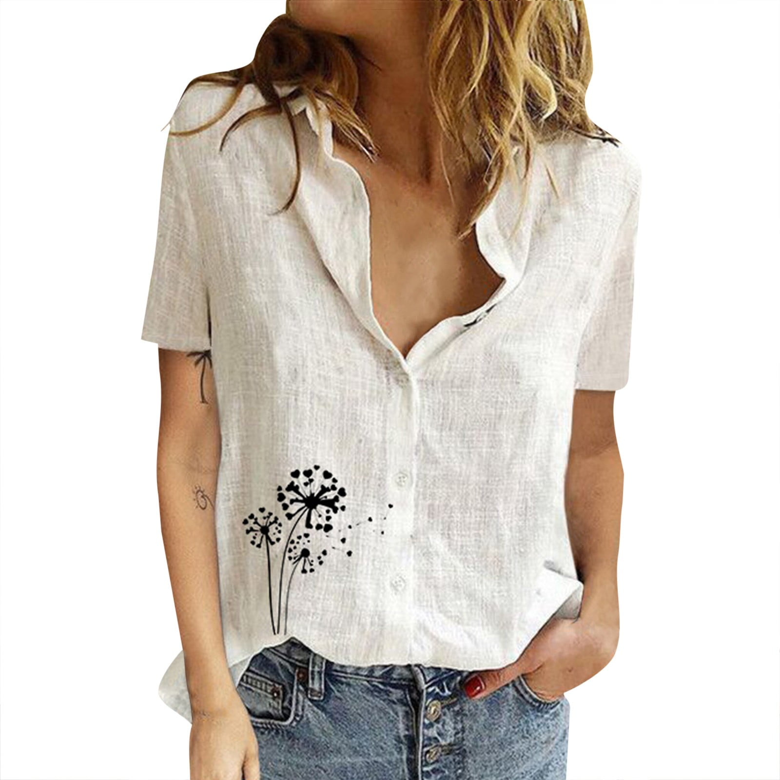 ZHIZAIHU Plus Size Summer Shirts for Women Casual Loose Personality ...