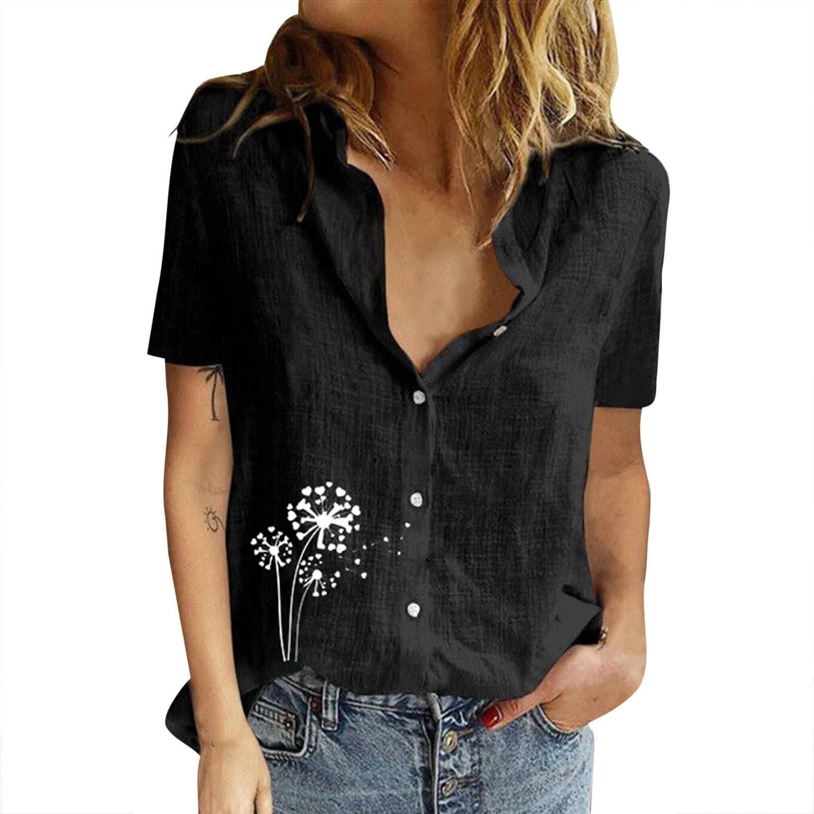 ZHIZAIHU Plus Size Summer Shirts for Women Casual Loose Personality ...