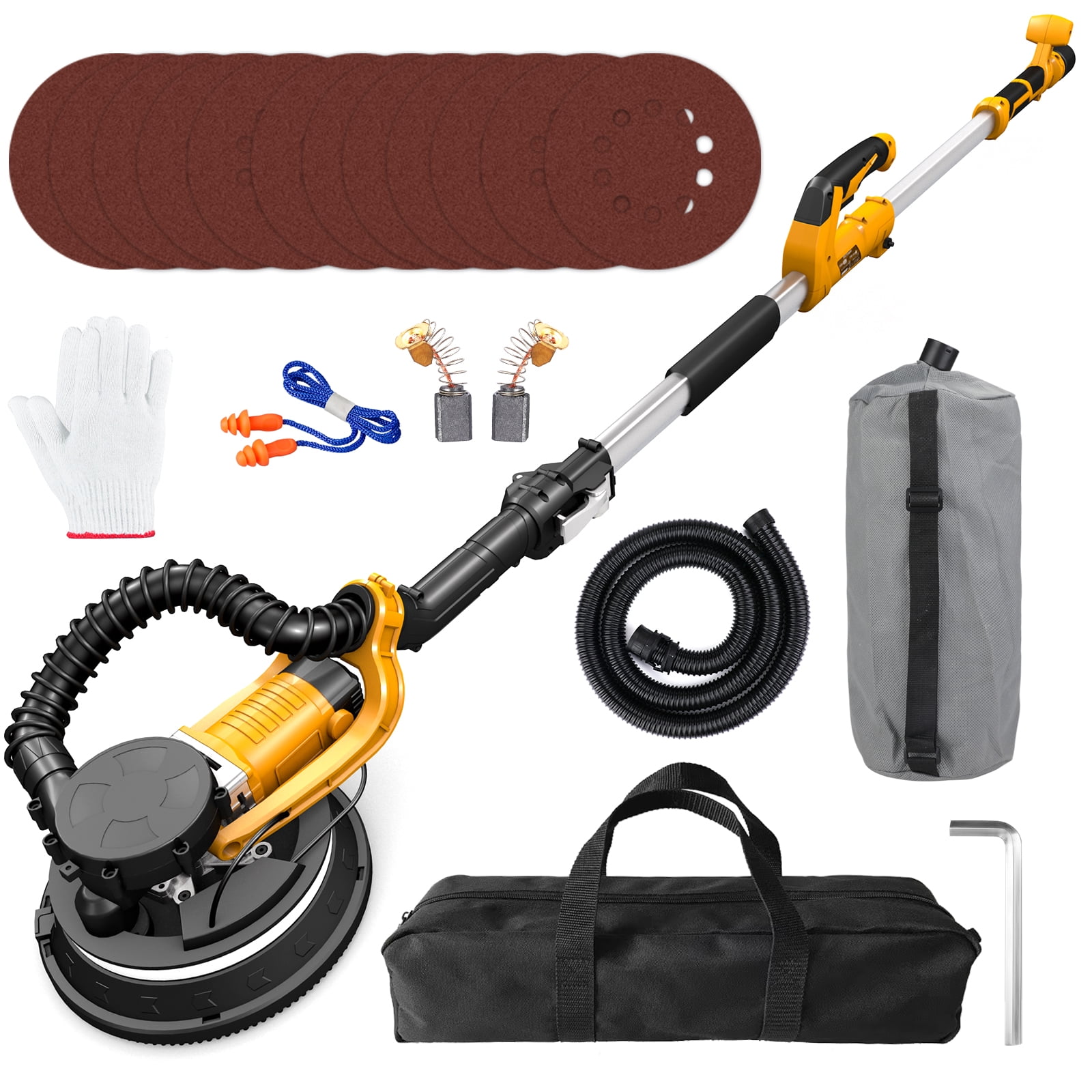 ZHJAN 880W Electric Drywall Sander with Vacuum, 5-Speed 2100RPM & LED ...
