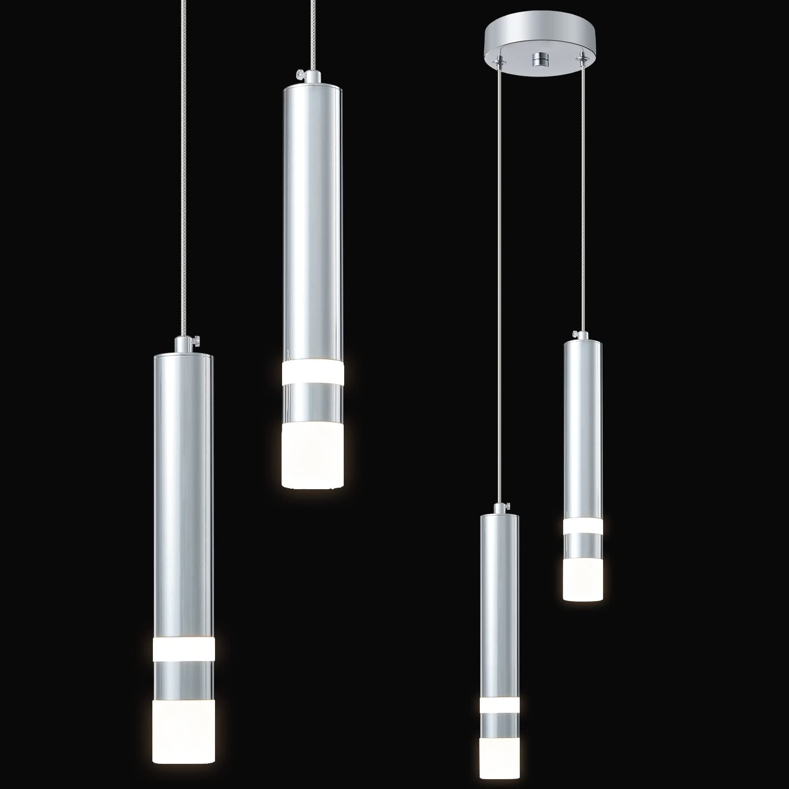 ZHLWIN 2-Light Chrome Pendant Light, Adjustable Dimmable LED Lighting ...