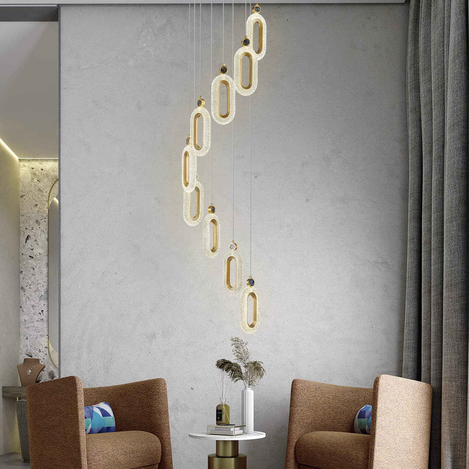 ZHLWIN 9 Light Modern Crystal Chandelier Dimmable LED Gold Spiral Foyer ...