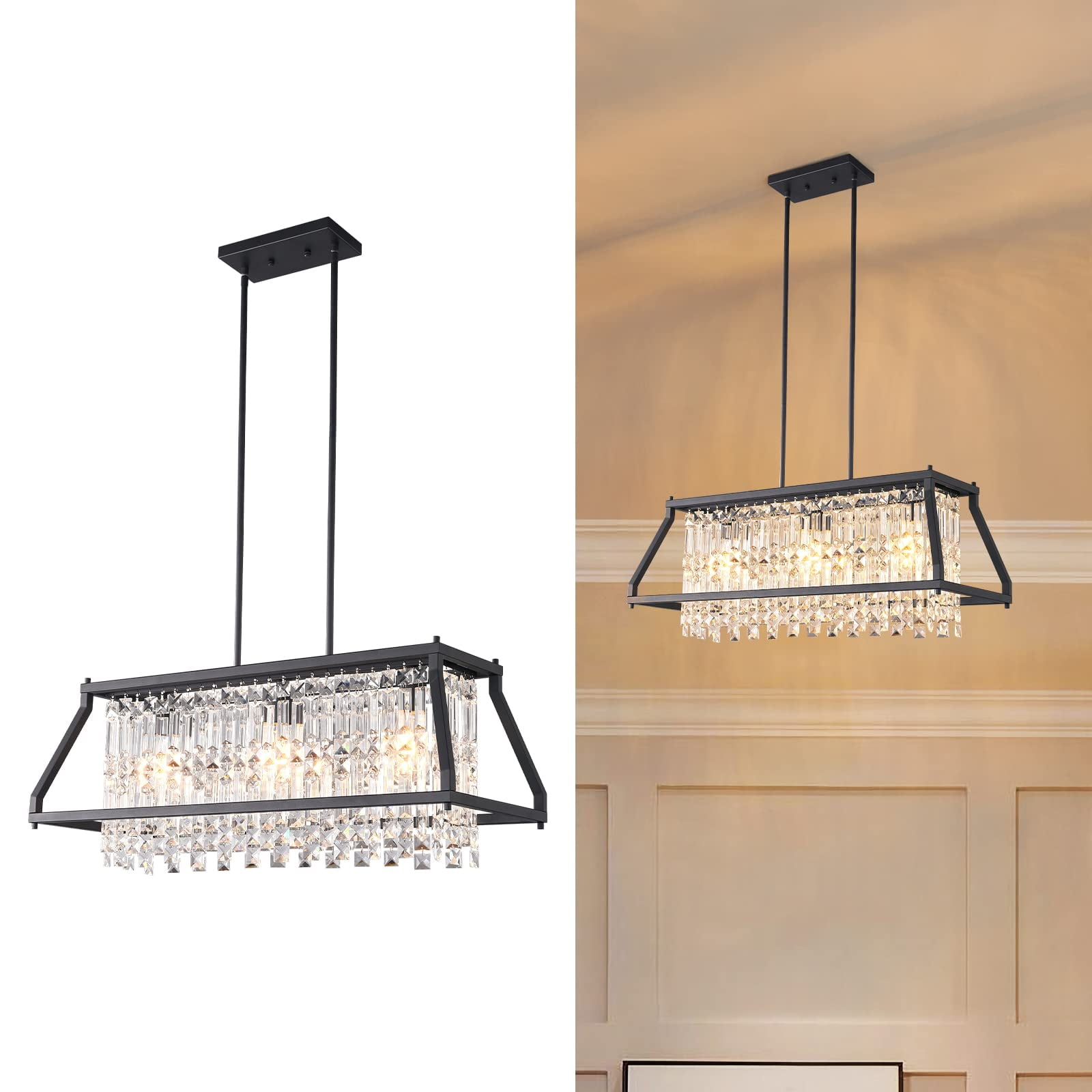 ZHLWIN Dining Room Light Fixture Farmhouse Chandelier Black Metal ...
