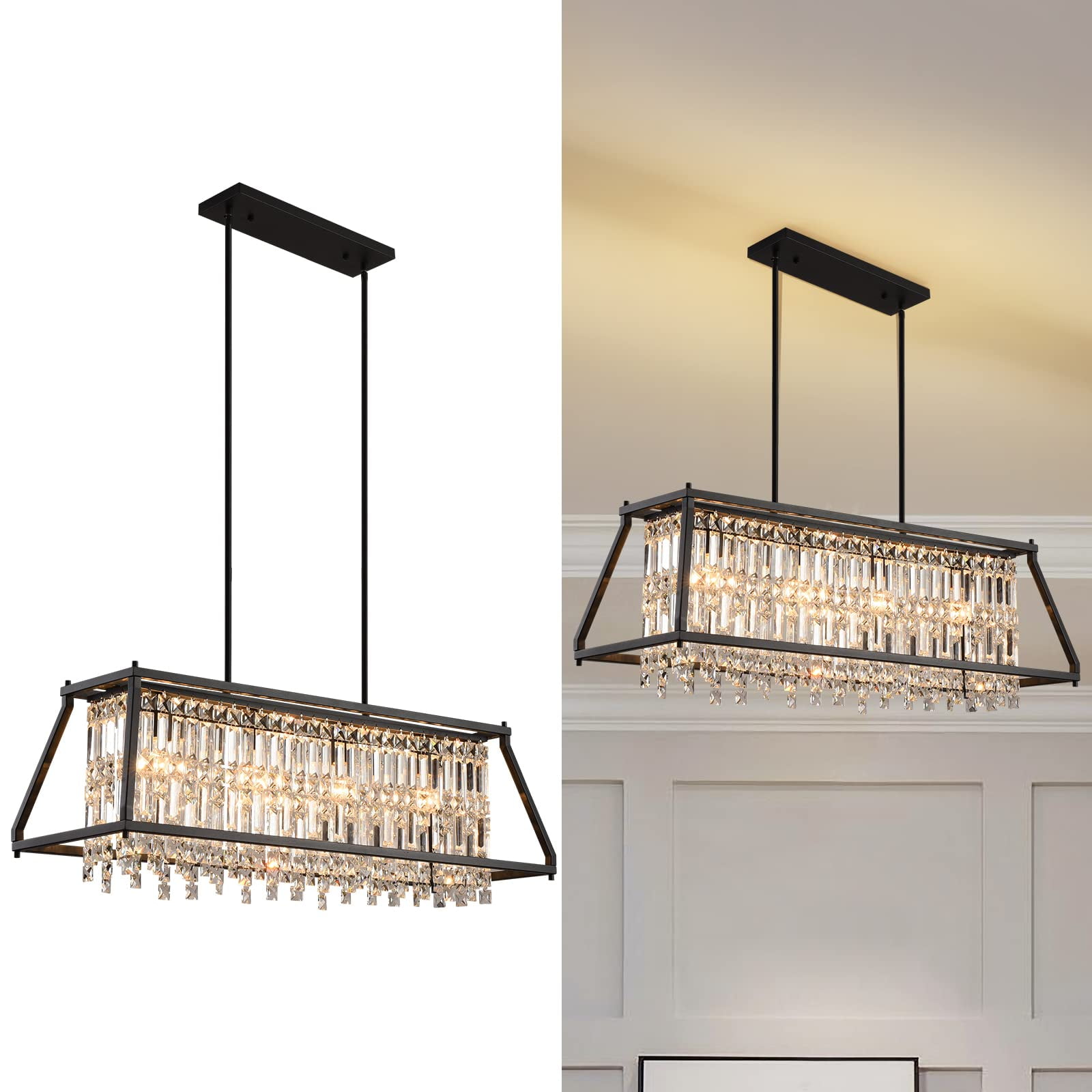 ZHLWIN Dining Room Light Fixture Farmhouse Chandelier Black Metal ...