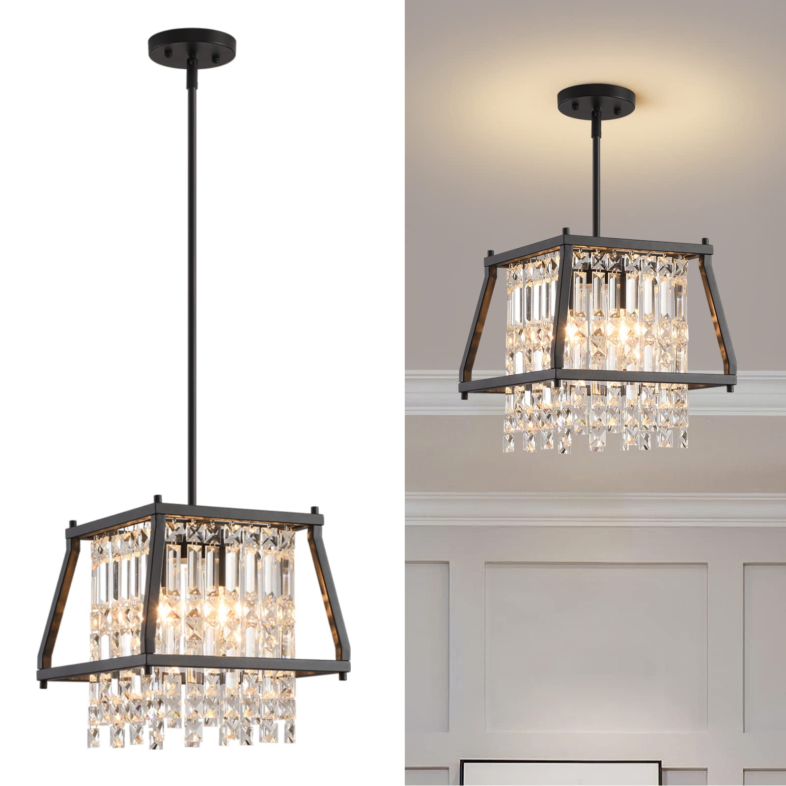 ZHLWIN Dining Room Light Fixture Farmhouse Chandelier Black Metal ...