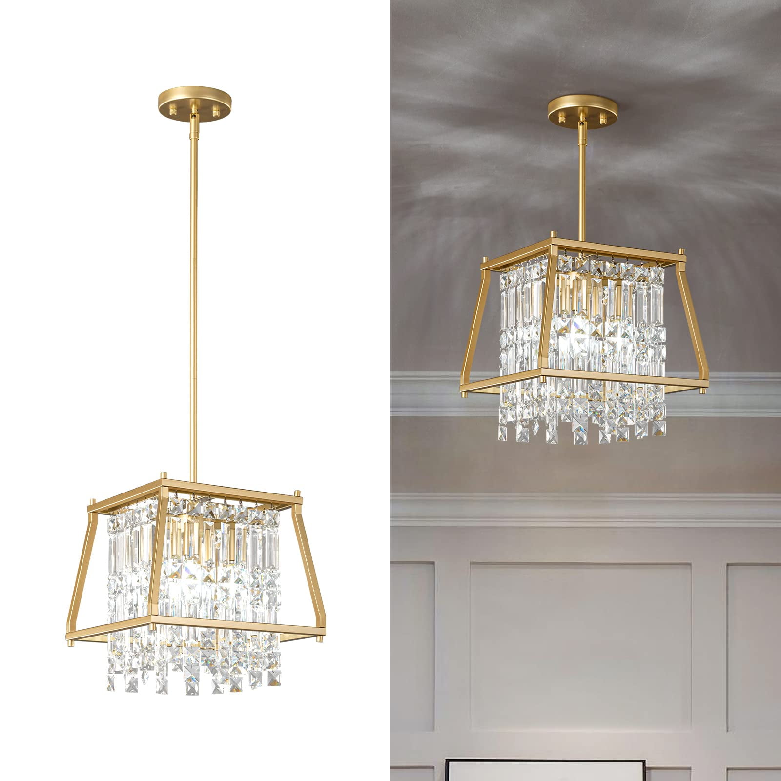 ZHLWIN Dining Room Light Fixture Farmhouse Chandelier Gold Metal ...