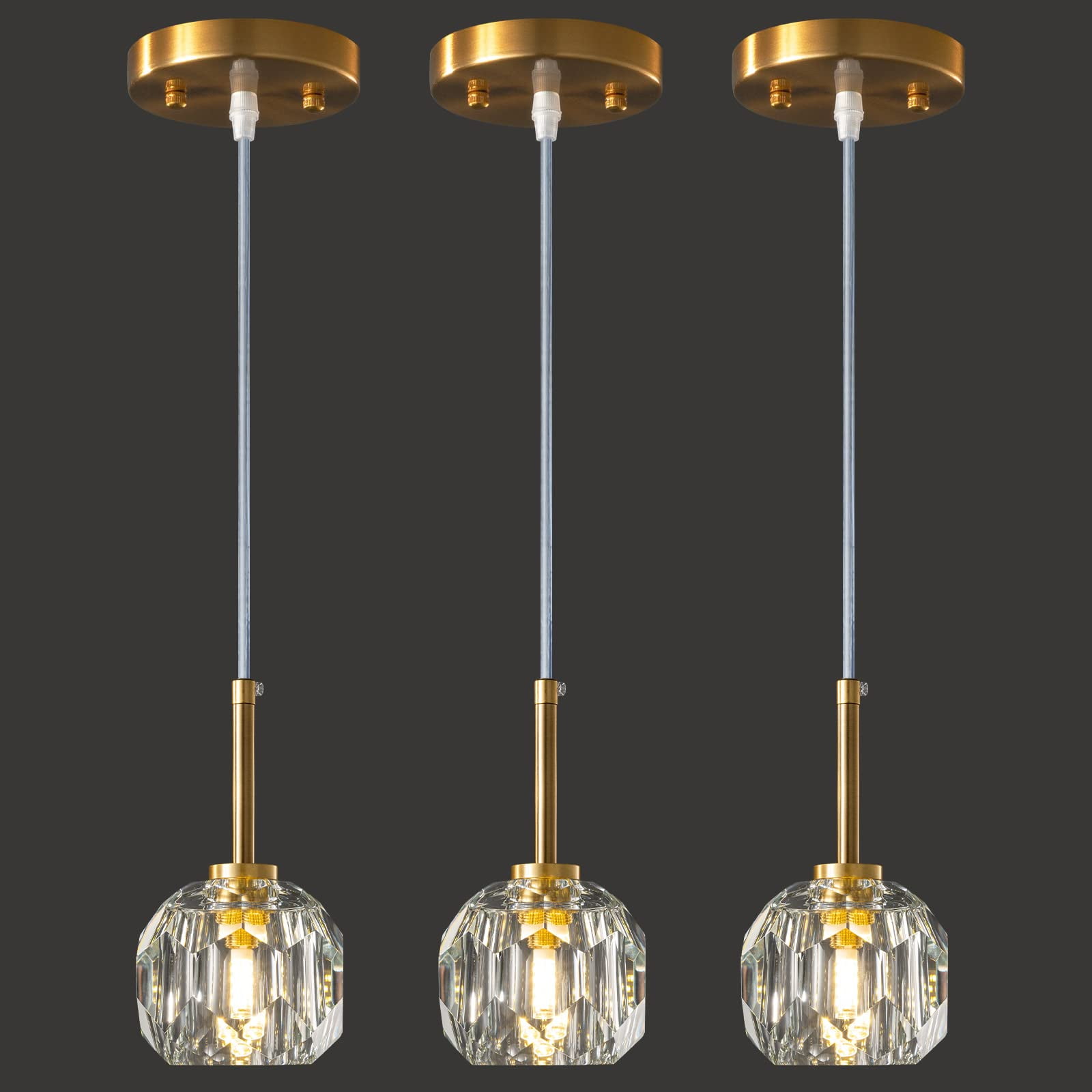 ZHLWIN Mini Crystal Gold Pendant Lights, Adjustable Chandeliers for ...