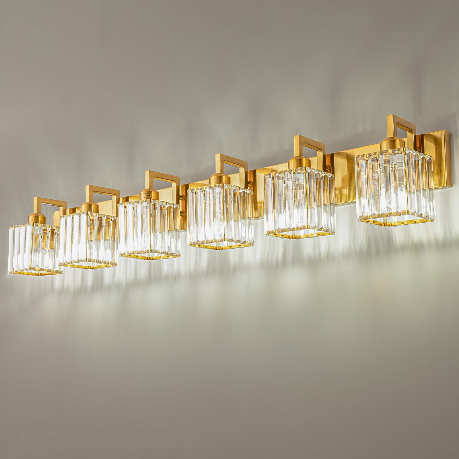 ZHLWIN Modern Crystal Bathroom Vanity Light, 6-Lights Gold Brushed ...