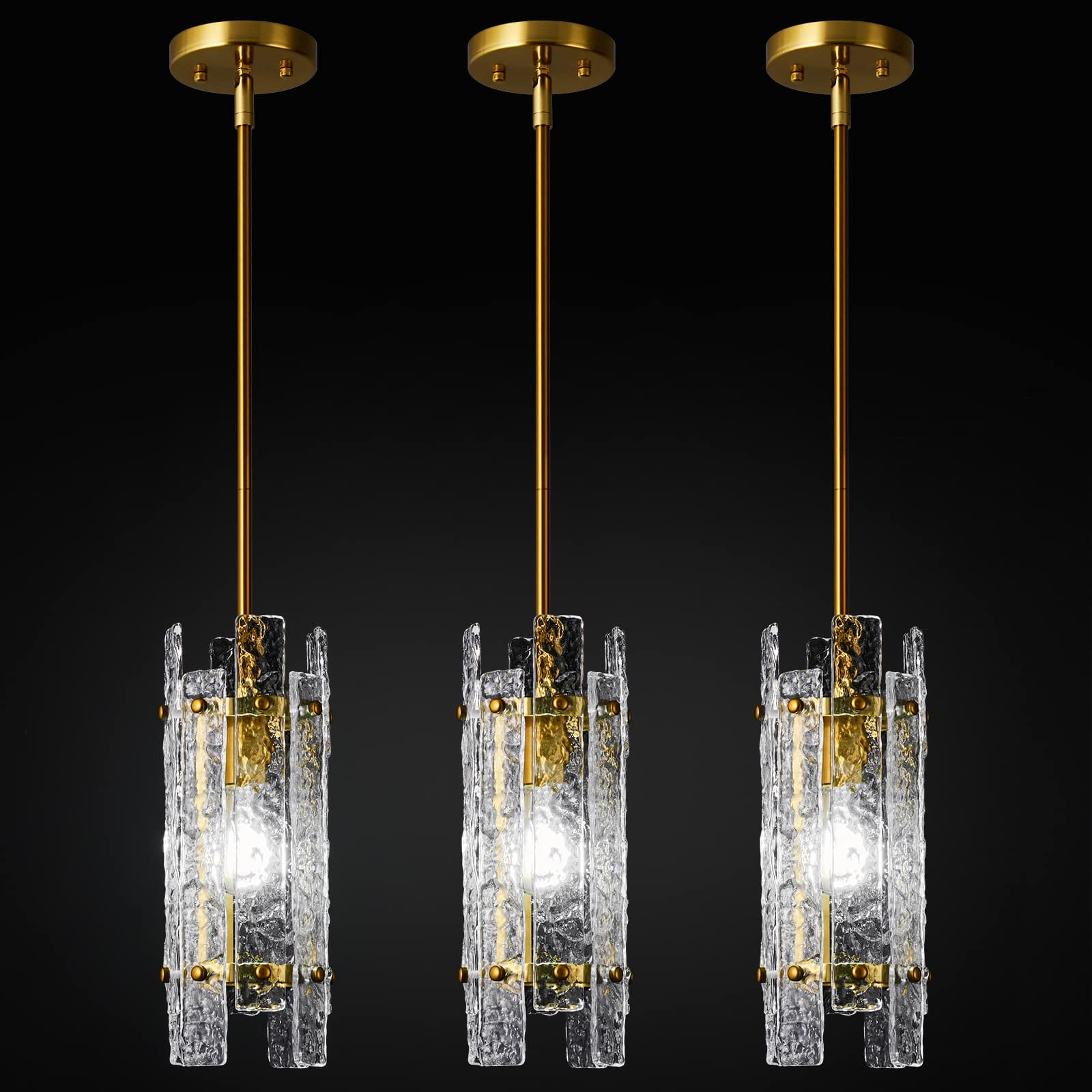 ZHLWIN Modern Crystal Pendant Lighting, Gold Pendant Lights Mini Glass ...