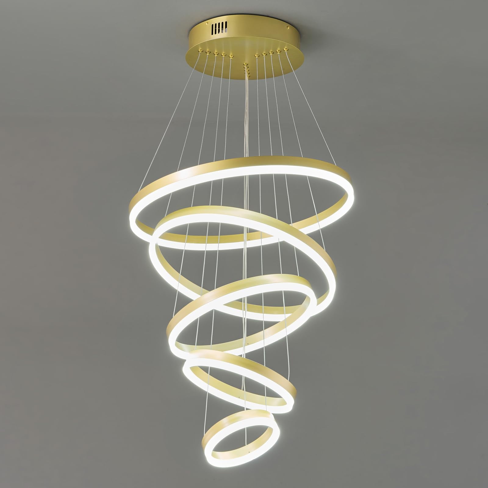 ZHLWIN Modern LED 5 Rings Chandelier, Ceiling Pendant Light for High ...