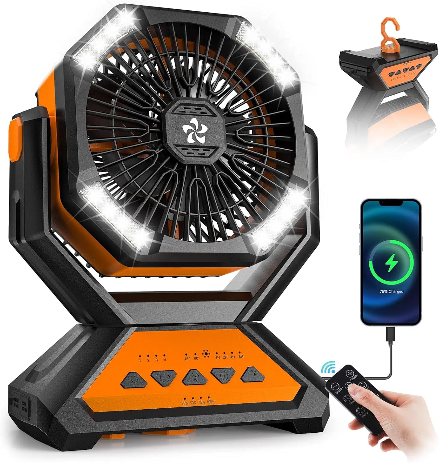 ZHM Rechargeable Fan Portable-Camping Fans for Tents, 20000mAh Battery ...