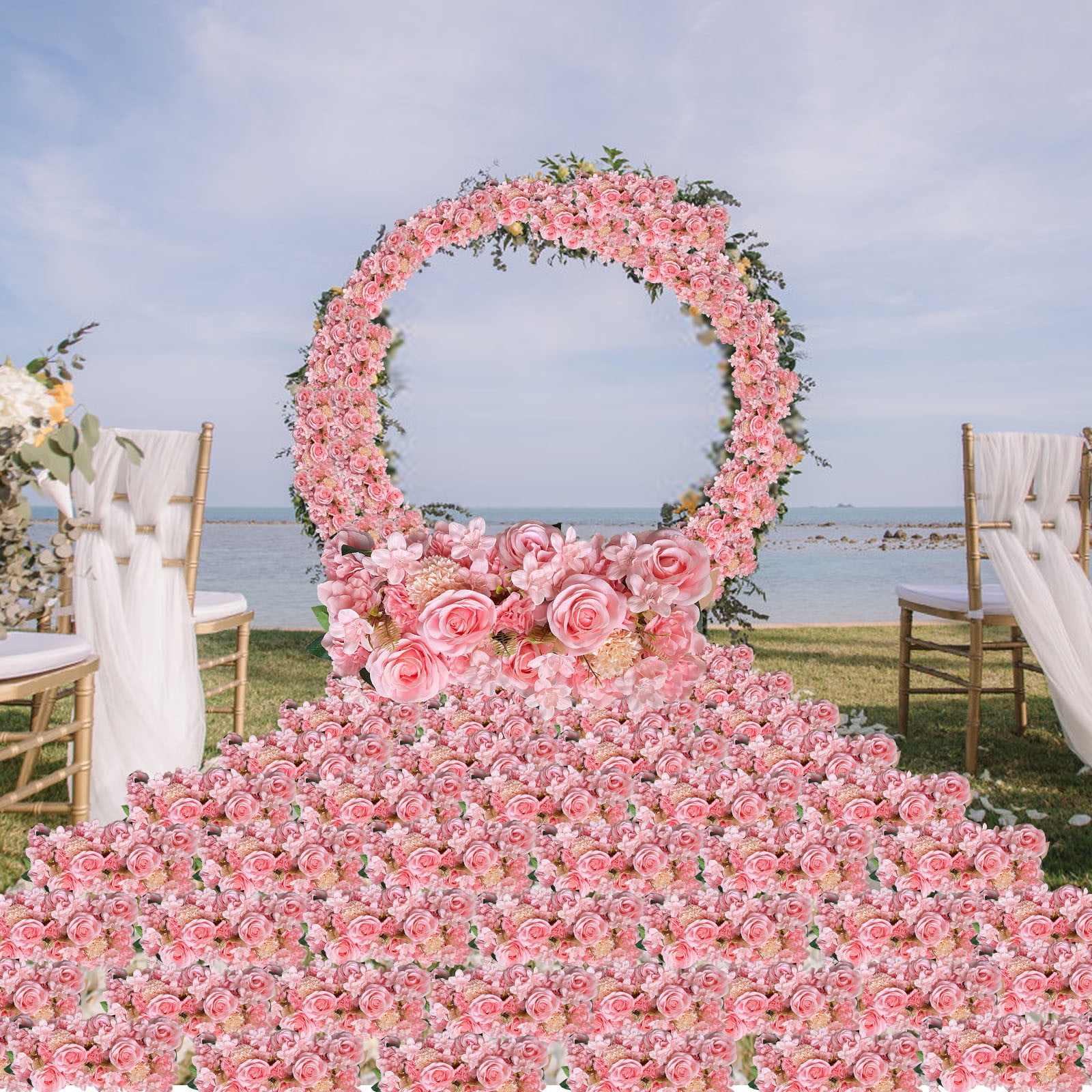 ZHMRFG 52CM Wedding Venue Silk Flower Arrangement Simulation Rose Lily ...