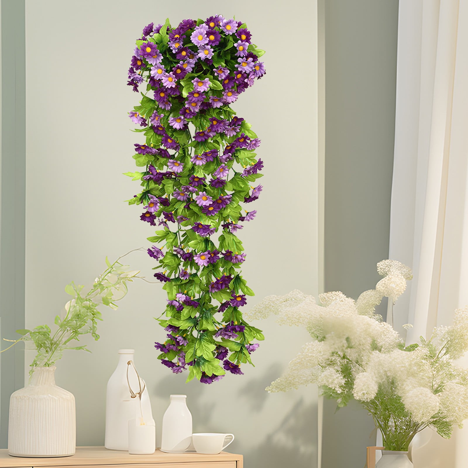 ZHMRFG Artificial Hanging Violet Flower Garland Silk Faux Plant Vine 33 ...