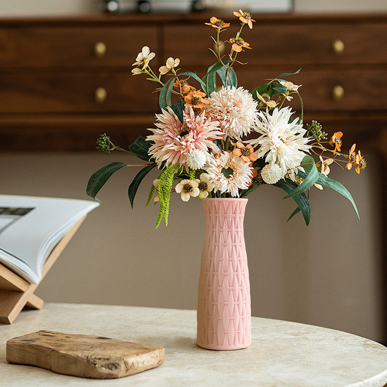 ZHMRFG Green Plastic Vase 8.3 Inch, Modern Pampas Grass Dried Flower ...