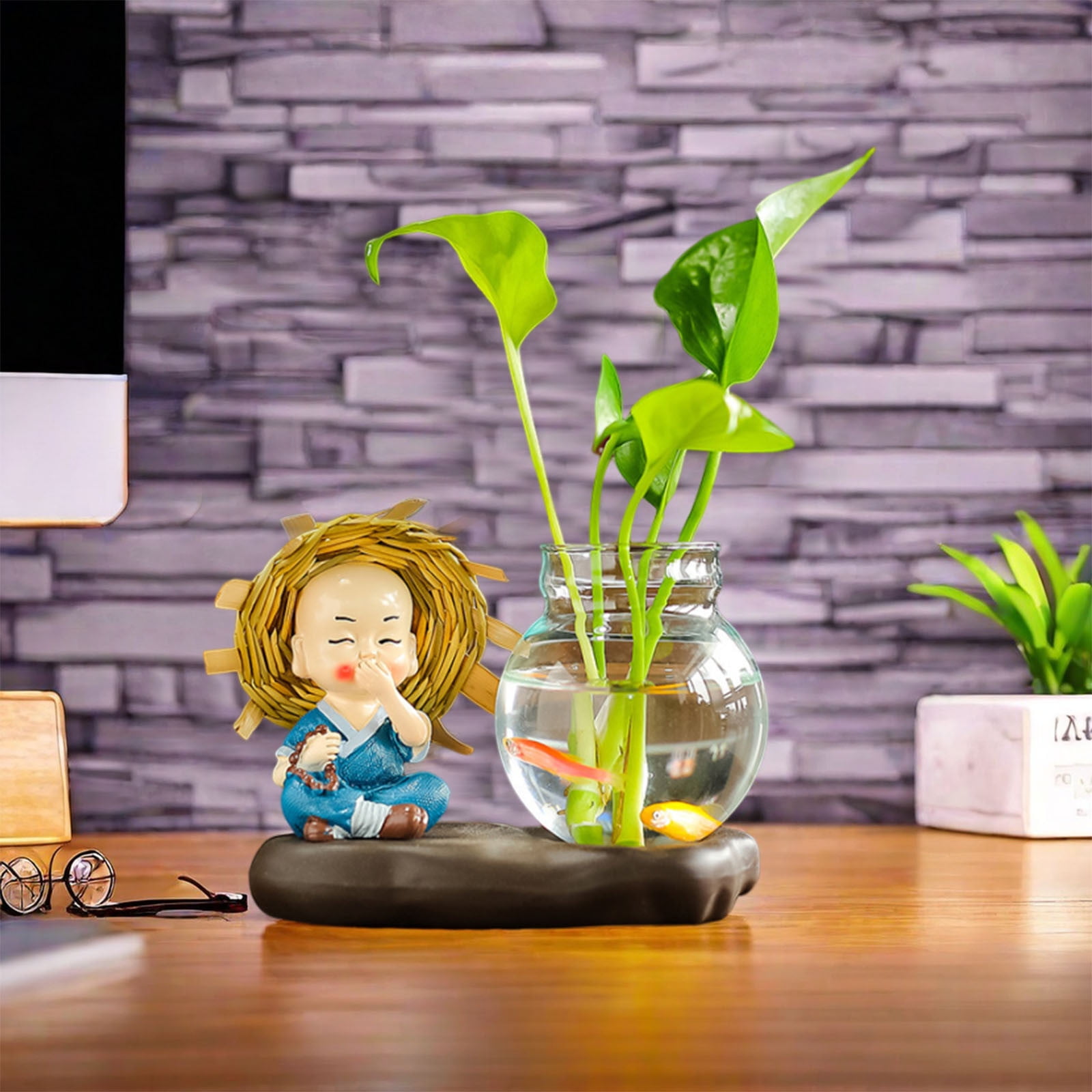 ZHMRFG Resin Monk Hydroponic Vase Home Decor Cute Shape Multi Use Easy ...