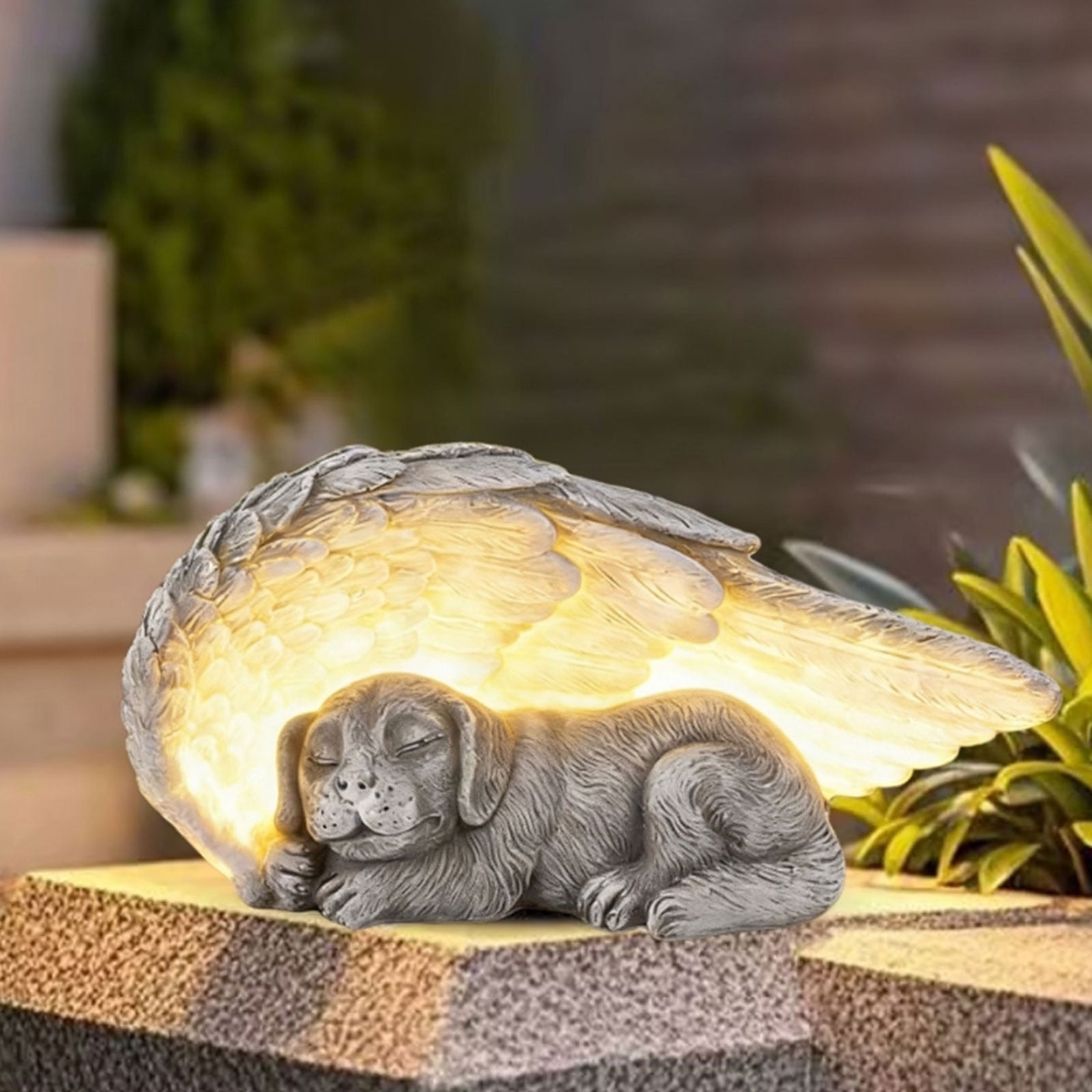 ZHMRFG Solar Powered Dog Garden Statue， Resin Pet Memorial Yard Art ...