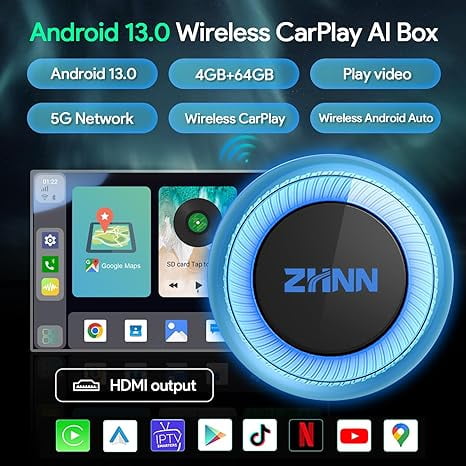 Binize Android 13 Carplay AI Box, 8 Core Wireless Android Auto ...