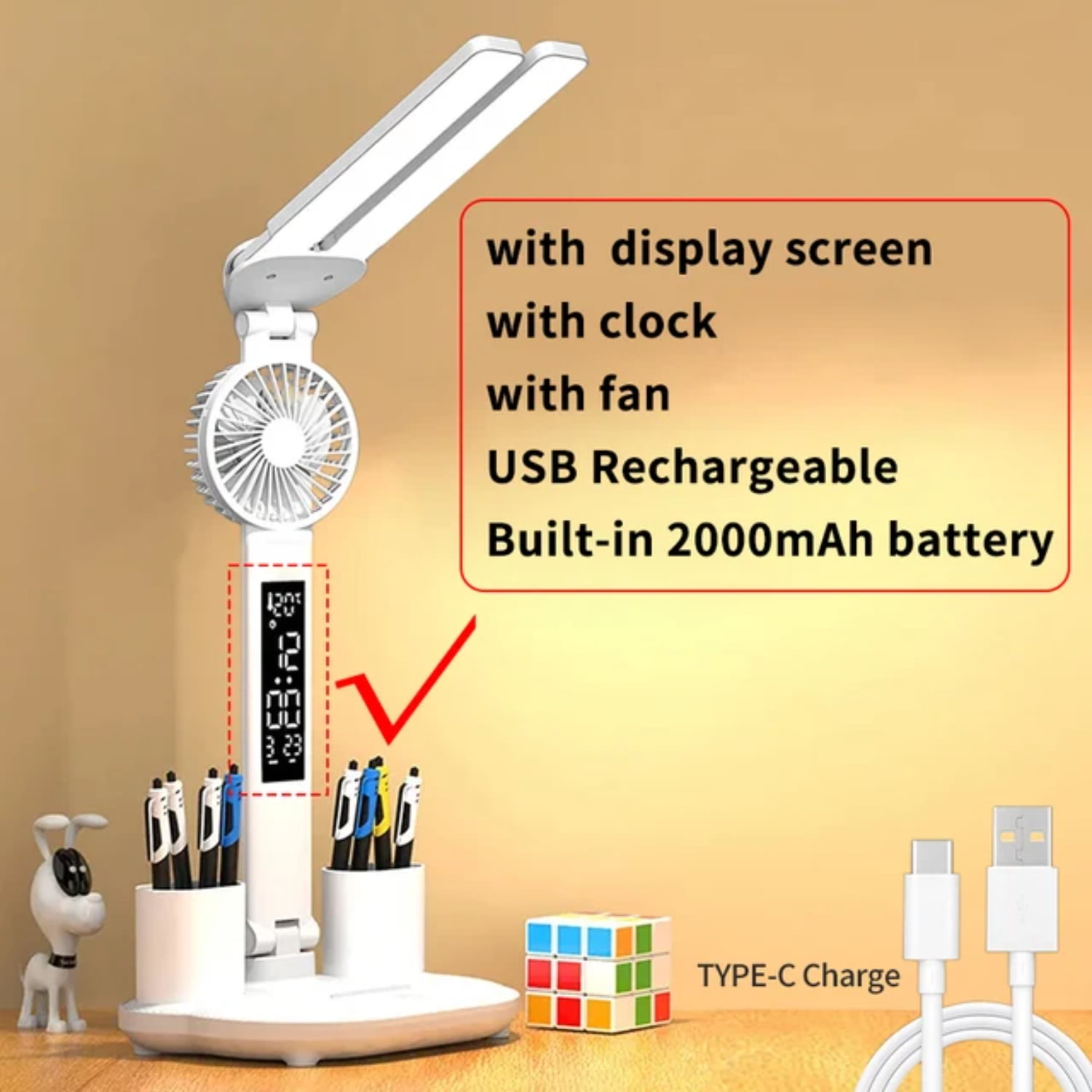 ZHNYEG Convenient stylish and versatile foldable desk lamp with fan ...