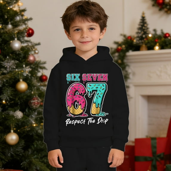 ZHOGXU Big Girls Boys Hoodies Long Sleeve 6 7 Print Fashion Soft ...