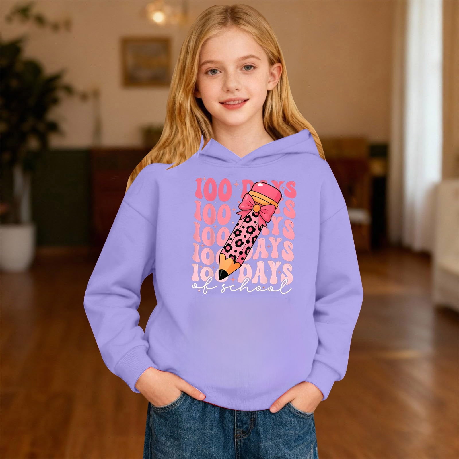 ZHOGXU Big Girls Boys Hoodies Long Sleeve Cartoon Print Fashion Soft ...