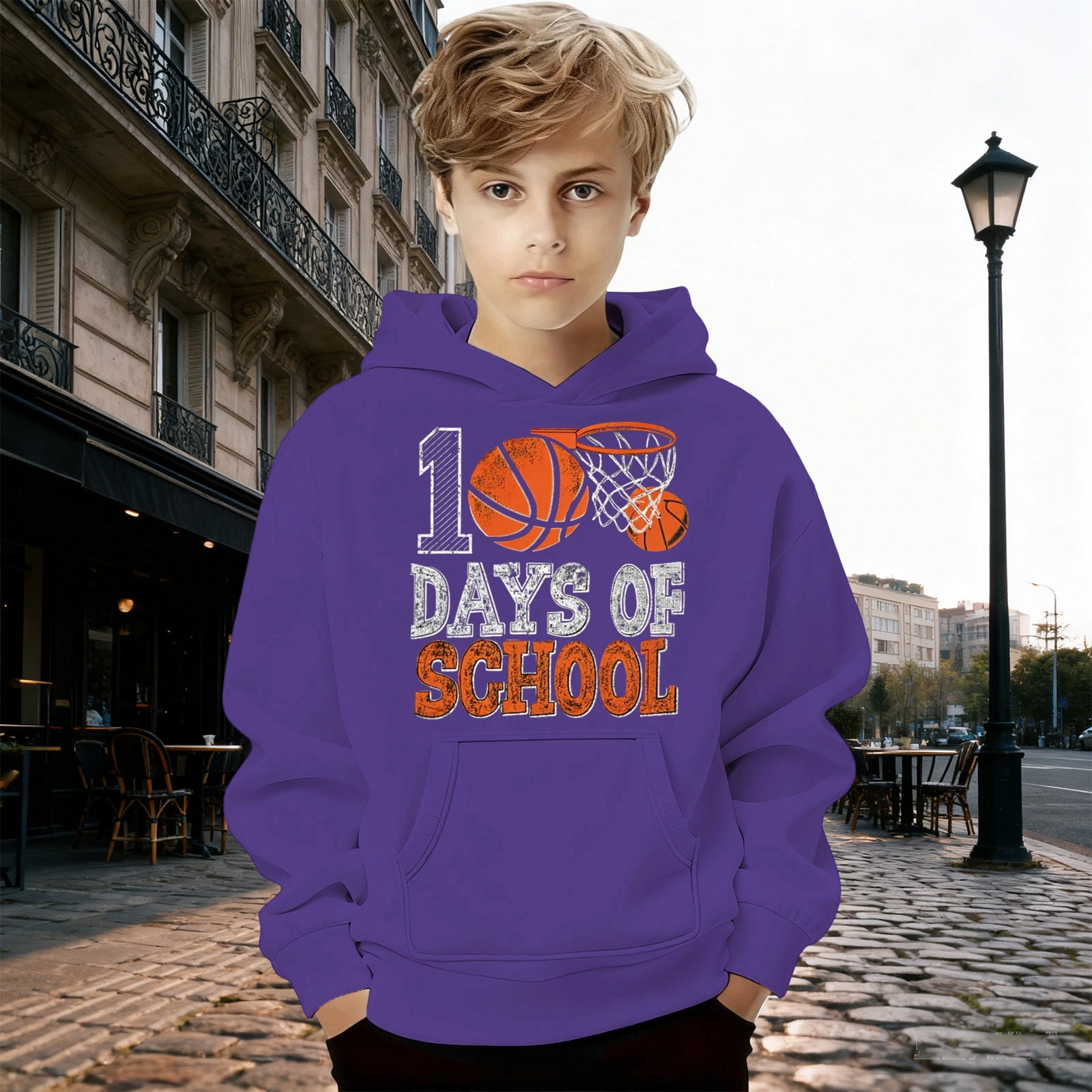 ZHOGXU Big Kids Boys Hoodies Long Sleeve Cartoon Print Loose Fit Soft ...