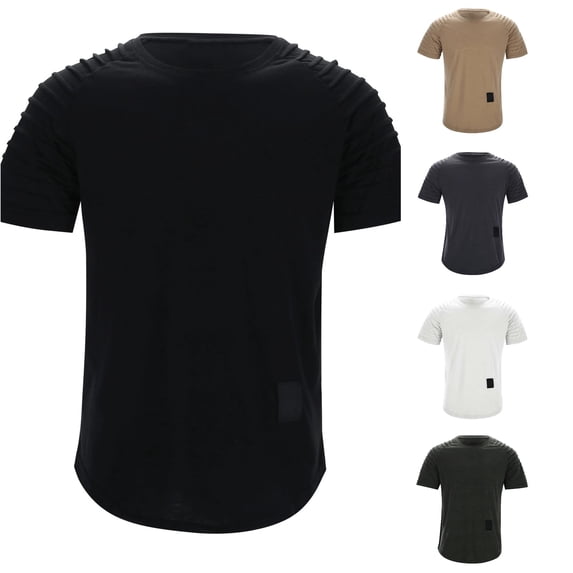 ZHOGXU Father's Day Mens T Shirt Summer Short Sleeve Round Neck Solid ...