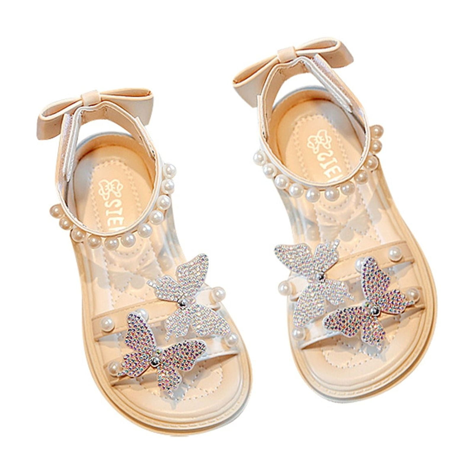 ZHOGXU Kids Girls Summer Sandals With Adjustable Straps Open Toe Pearl ...