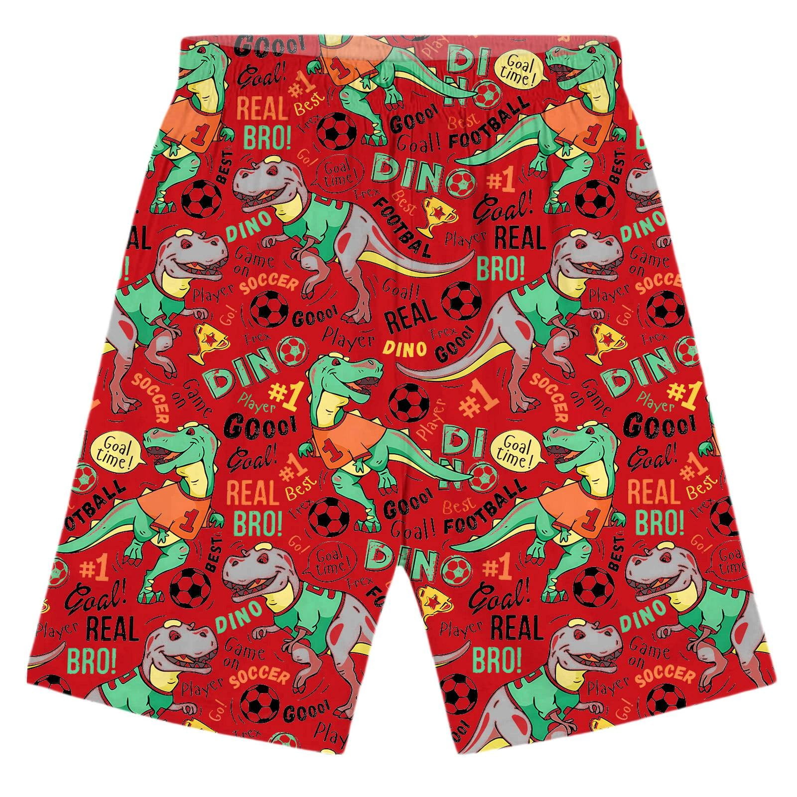 ZHOGXU Teen Boys Summer Shorts Dinosaur Print Elastic Waist Comfortable ...