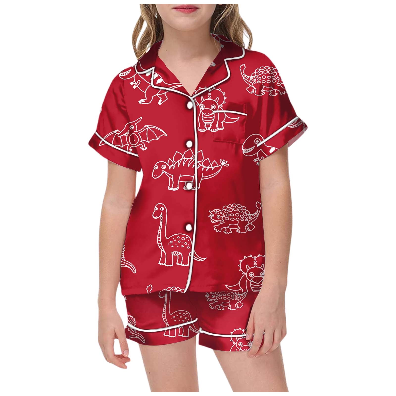 ZHOGXU Toddler Girls Outfits Cartoon Dinosaurs Painted Short Sleeve ...