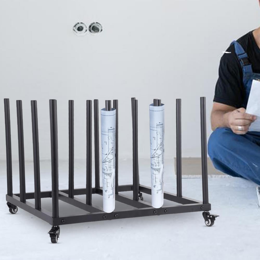 ZHON 16 Roll Storage Cart Blueprint Floor Rack Iron Cart with Wheels ...