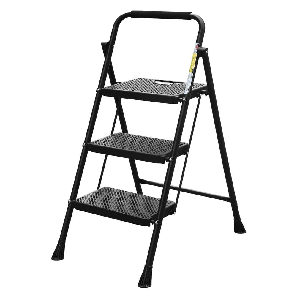 ZHON 3 Step Ladder Foldable Ladder Ergonomic Step with Handle Non-Slip ...