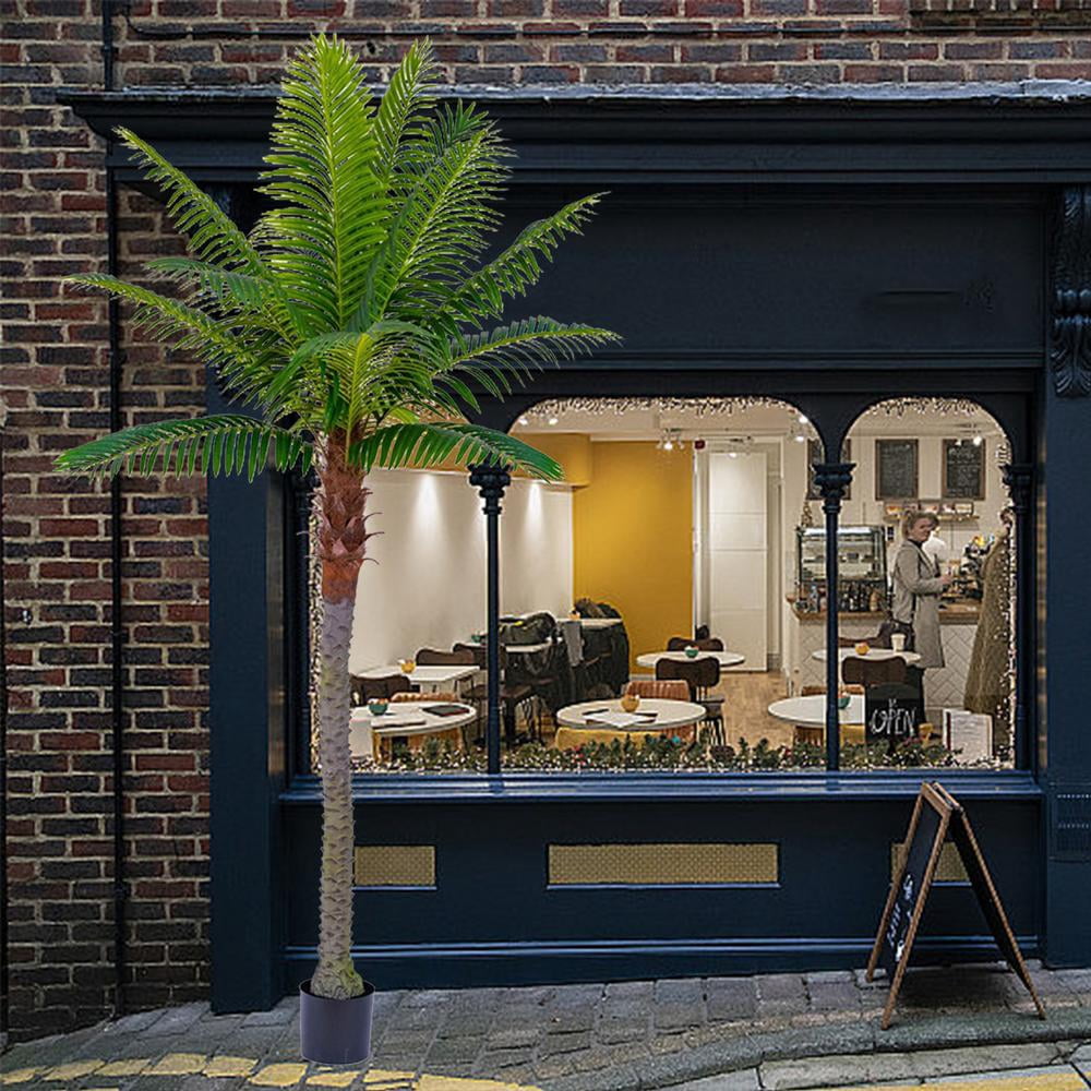 ZHON 8.5FT Artificial Golden Cane Palm Tree, Fake Palm Tree with Three ...