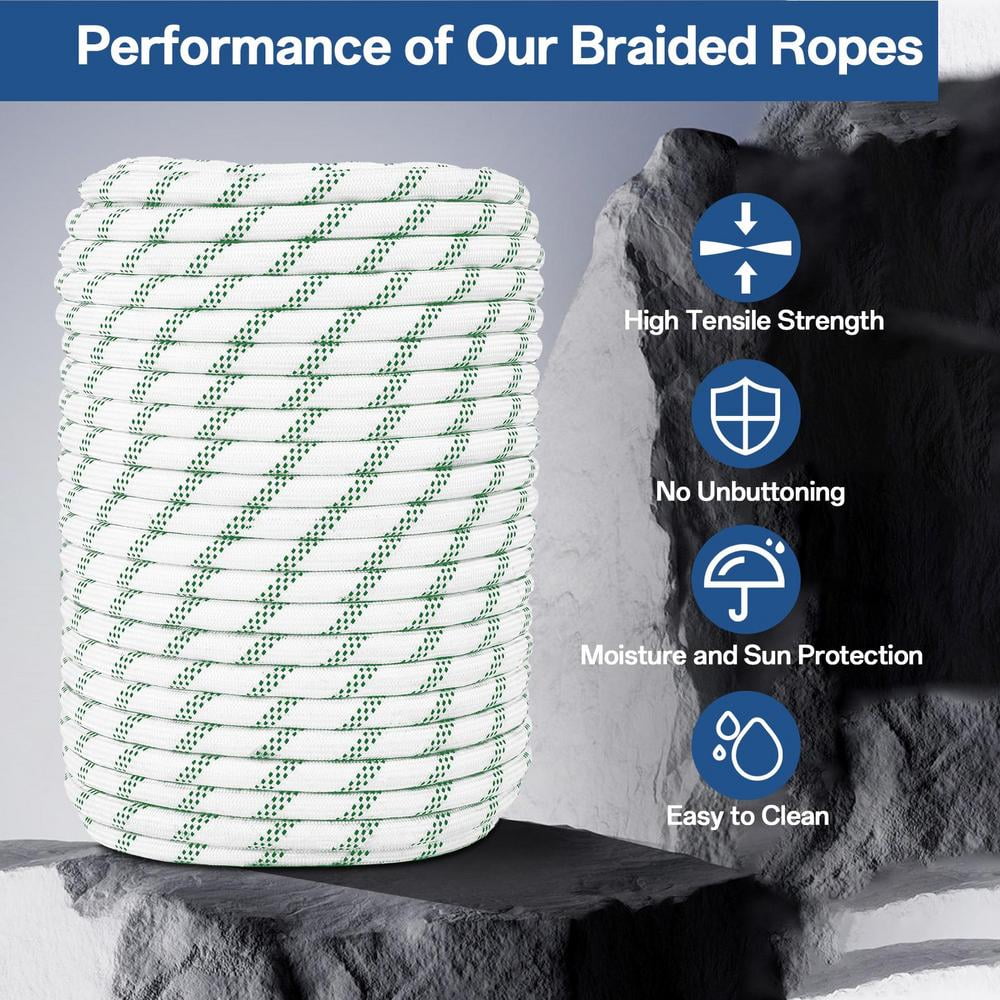 ZHON Arborist Rigging Rope 197 Ft High Strength Double Braided Climbing ...