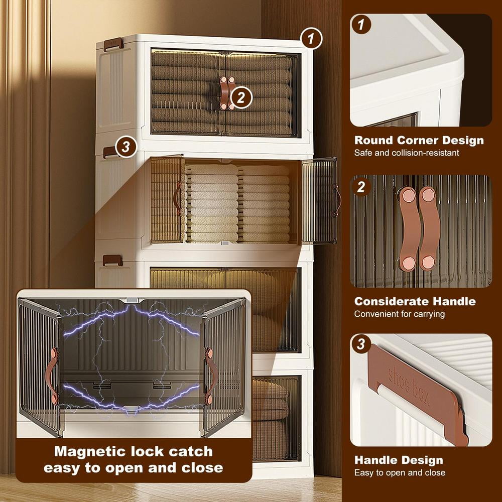 ZHON Foldable Stackable Storage Bins Stackable Storage Transparent Bins ...