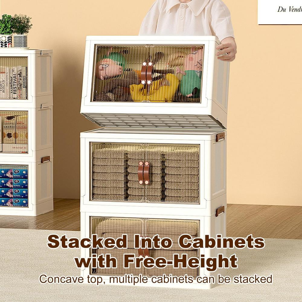 ZHON Foldable Stackable Storage Bins Foldable Transparent Storage Bins ...