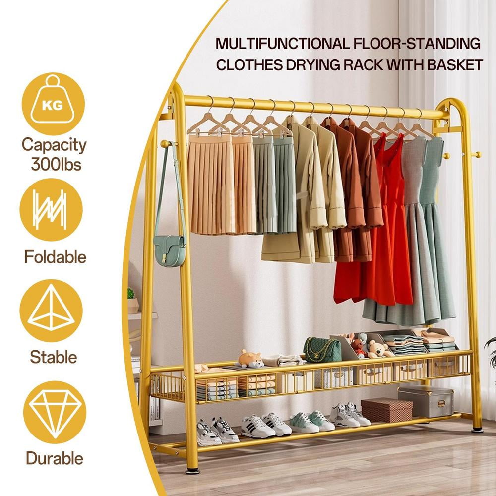 ZHON Garment Rack Freestanding Wardrobe Storage Rack Clothes Organizer ...