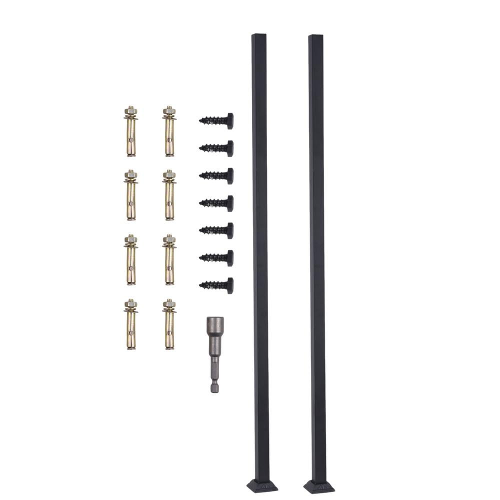 ZHON Glass Balustrade Post 2Pcs/set Black Metal Railing Post Decking ...