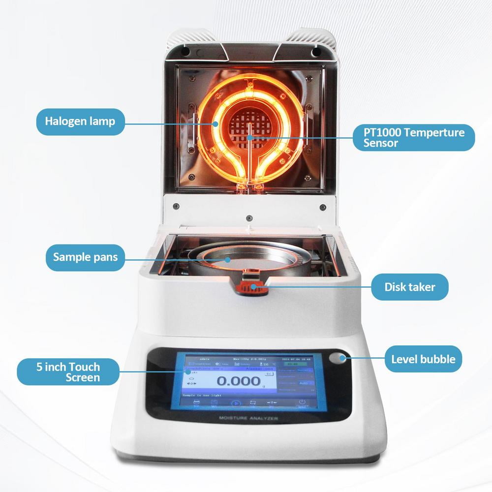 ZHON Lab Halogen Moisture Analyzer Halogen Heating Lab Moisture Analyzer Intuitive Touch Screen ...